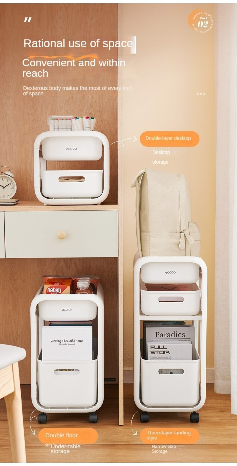 SyokSyok ECOCO Desktop Multipurpose Multi Layer Storage Floor Trolley Storage Cabinet Storage ...