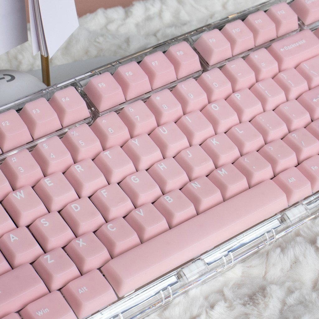 Translucent Pink color Keycaps PBT cherry profile keycaps set with ...