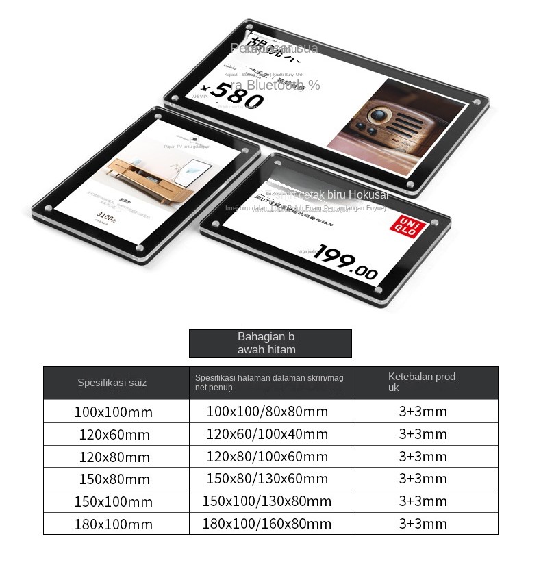 Acrylic Supermarket Price Tag Strong Magnetic Table Card Bathroom ...