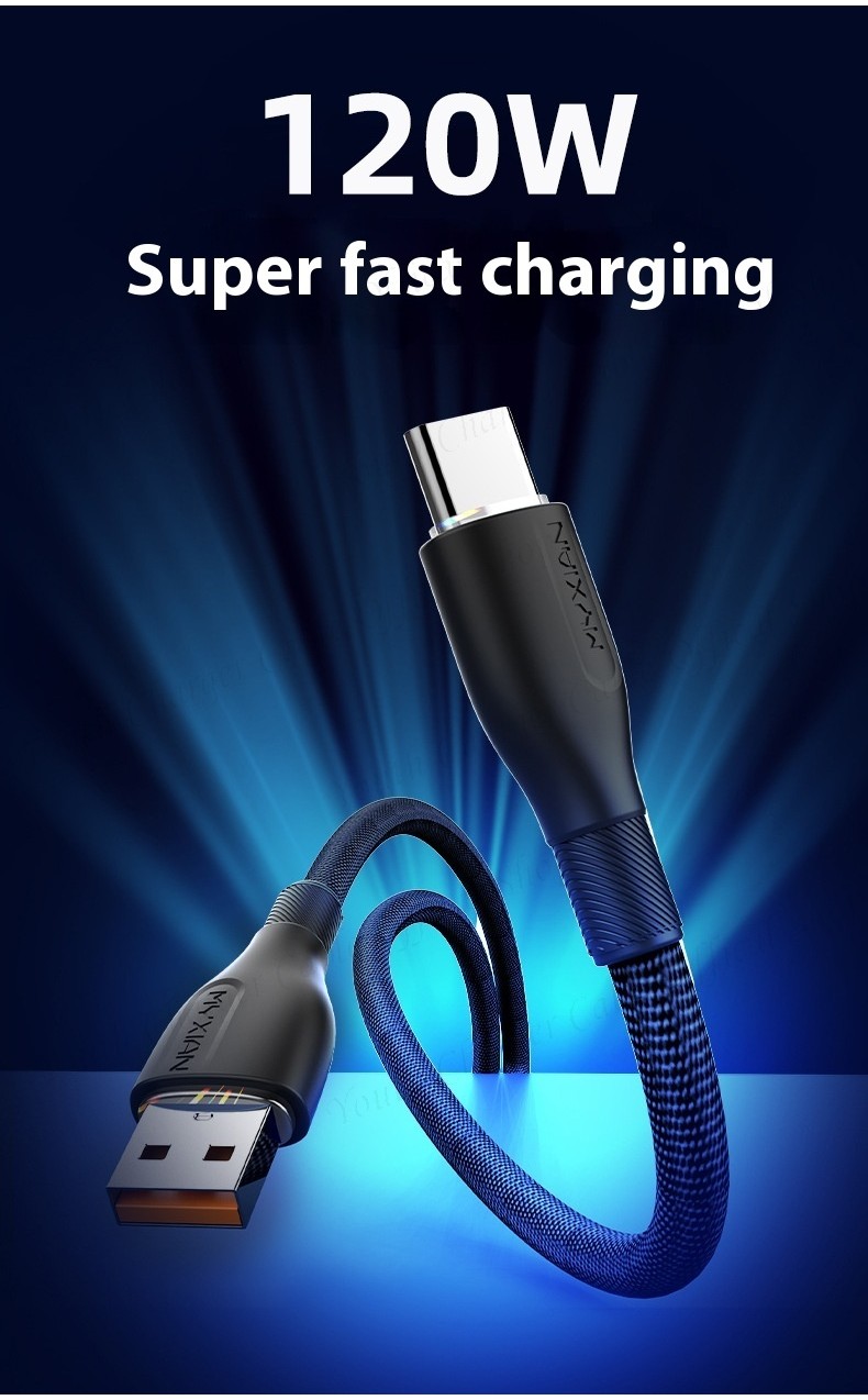 Nylon Weaving 120W USB C To Type C Cable Super Fast Charger Data Cord ...
