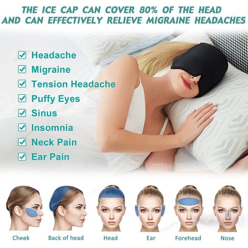 Migraine Relief Hat Gel Ice Pack Hot Cold Compress Headache Relief ...