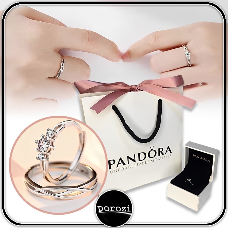 2PCS Pandora Ring with premium box Adjustable promise rings Wedding ...