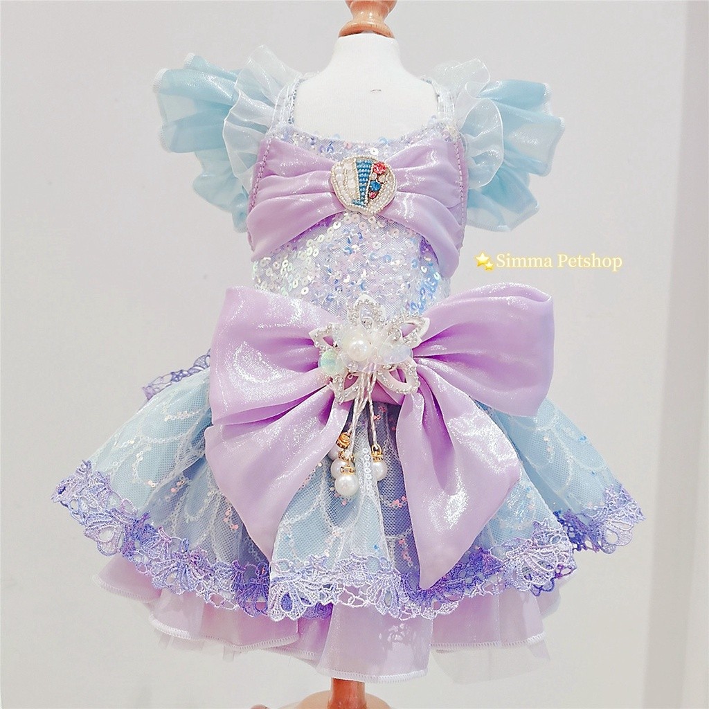 【Simma】Pet birthday dress cat dog blue-purple Deep Sea Mermaid Dress ...