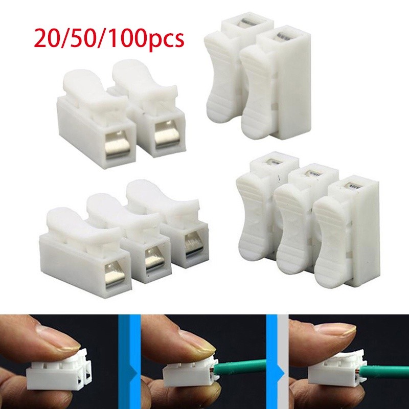 30-100PCS CH2 CH3 Electrical Cable Terminals, 2-Pin and 3-Pin Quick ...