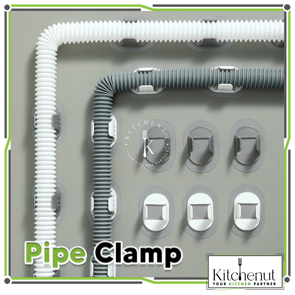 Kitchenut Drill Free Adhesive Hose Clamp Washing Machine Water Outlet ...