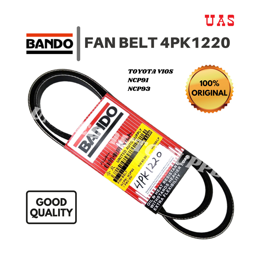 BANDO Fan Belt 4PK1220 (1pc) Applicable for Toyota Vios NCP93 NCP91 ...