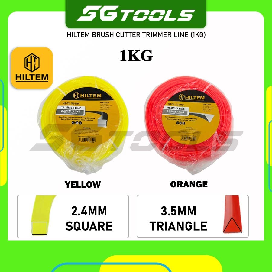 HILTEM BRUSH CUTTER TRIMMER LINE(2.4/3.5MM)SQUARE/TRIANGLE 1KG/HEAVY DUTY TRIMMER LINE/TALI ...