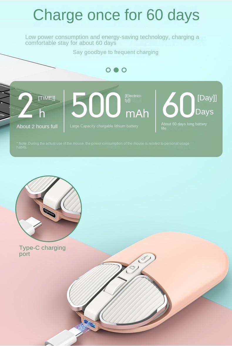 【Lychee Gaming】Morandi Colorful Pink mouse Bluetooth 5.1 wireless ...