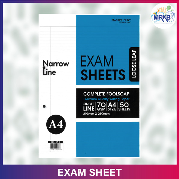 EXAM SHEET NARROW LINE A4 70GSM 50 SHEETS (MASTER PRINT) | Shopee Malaysia