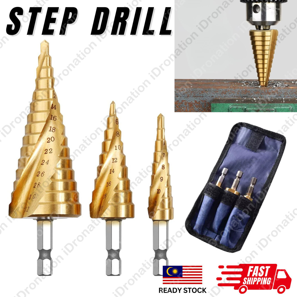 HSS Drill Bits Steel Titanium Coated Multi Step Universal Cone Cutting ...