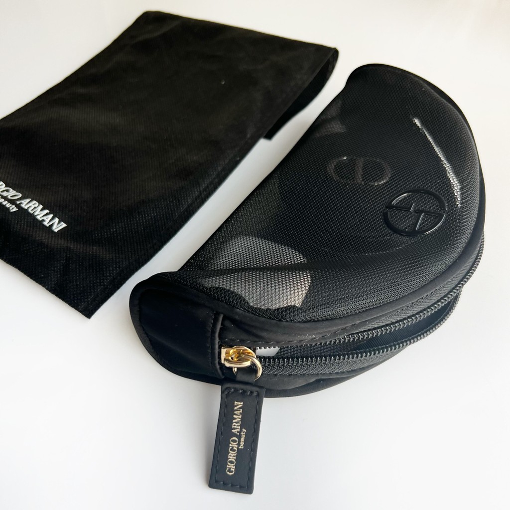 Grid Good Texture~Armani Cosmetic Bag Portable Black Cute Large ...