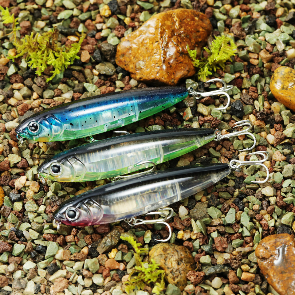 WALK FISH 1Piece 100mm 17.5g Pencil Lure with Treble Hooks 3D Fisheyes ...