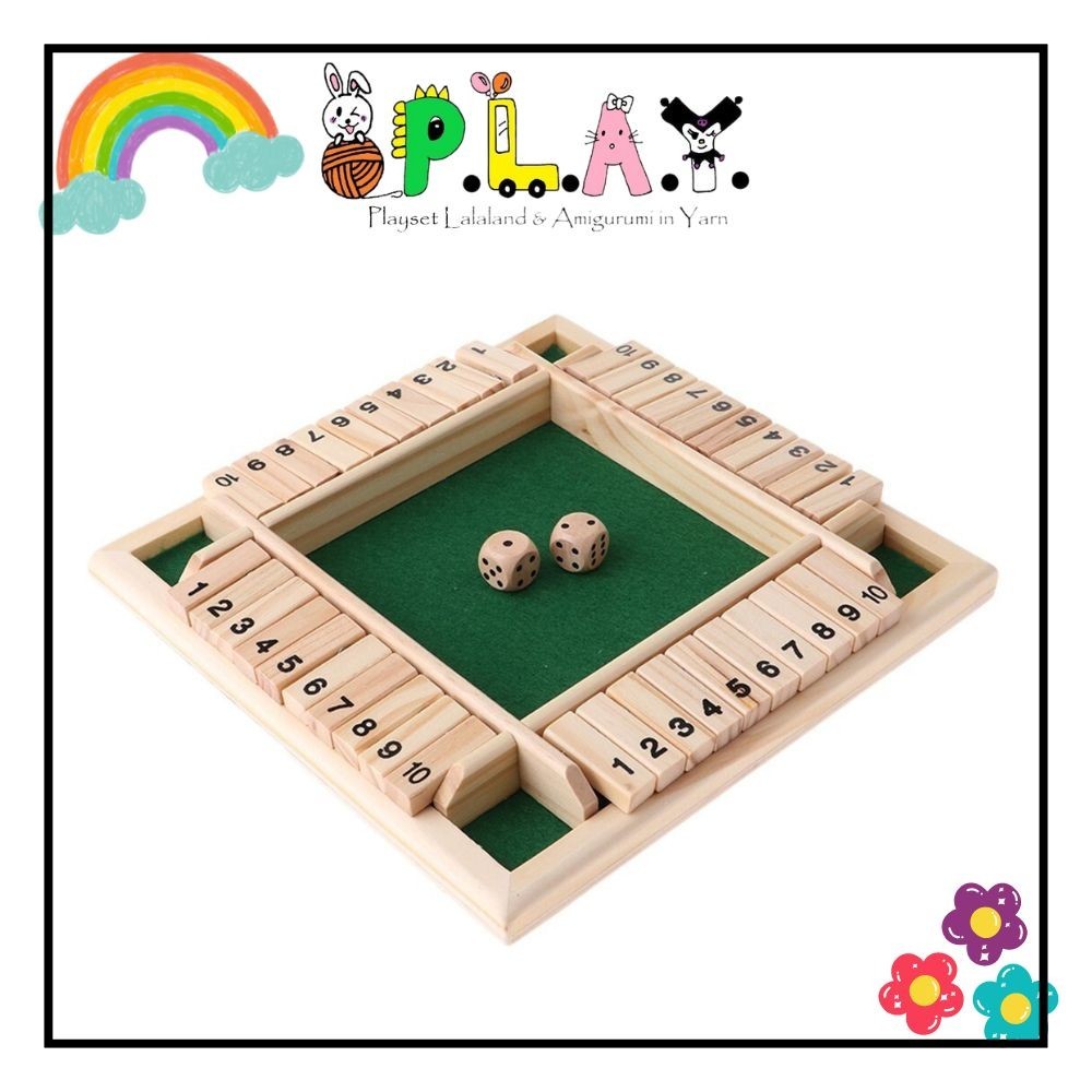 PLAY Wooden Dice Math Game Board Game Family Wooden Shut The Box Four ...