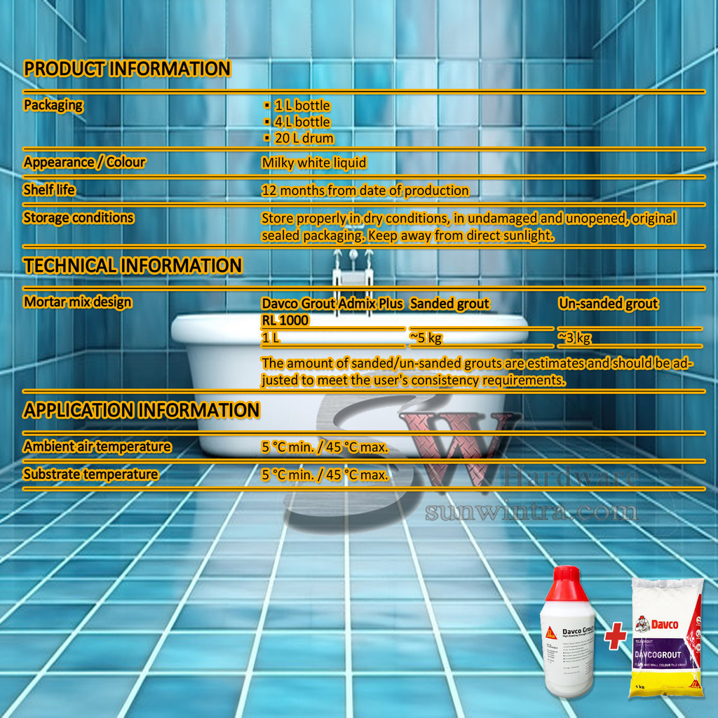 SIKA 1Litre Davco RL1000 Grout Admix Plus - High Bonding Strength Latex ...