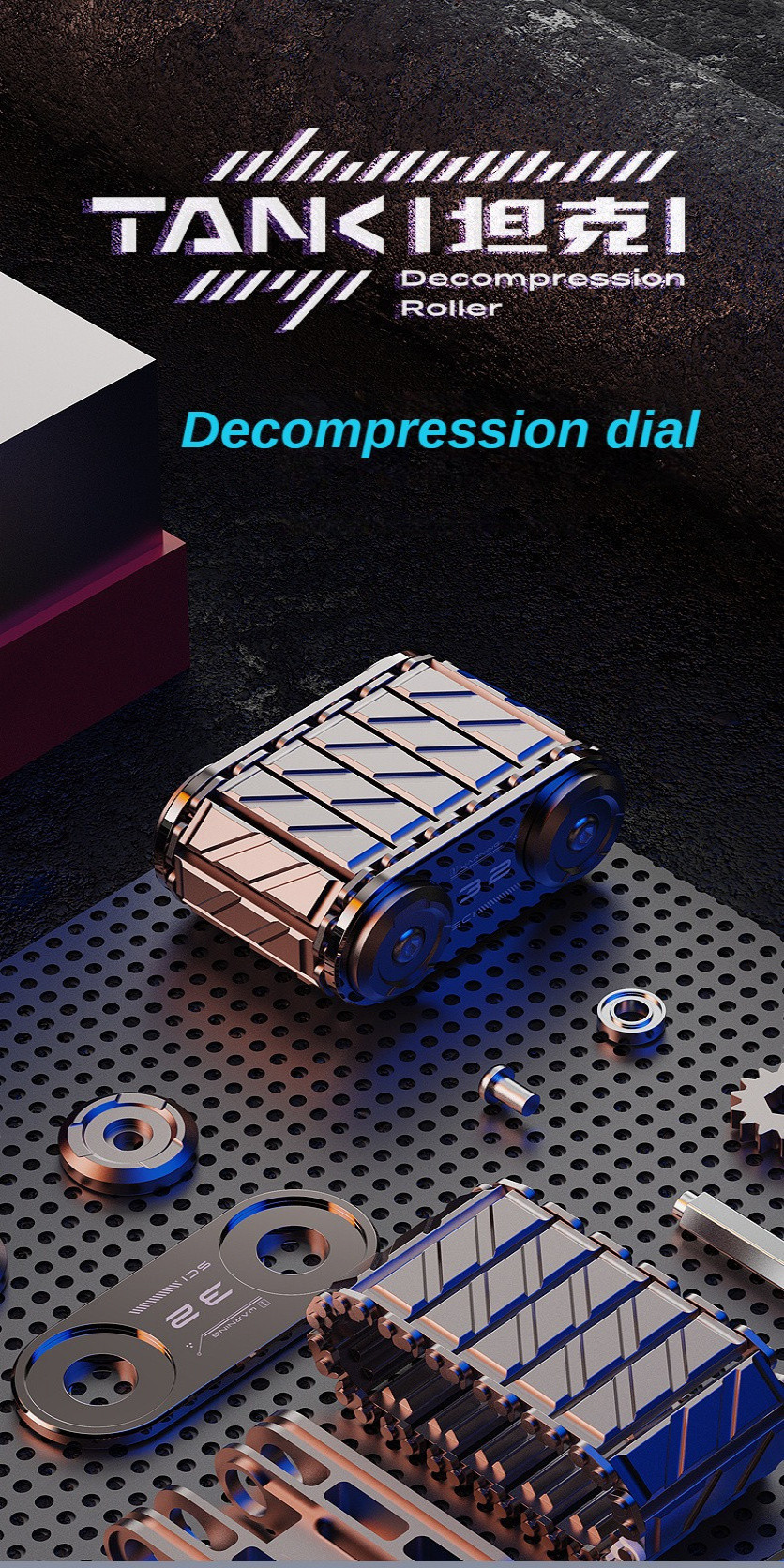 Tank Fidget Toys Adults-Metal Fidget Roller Relief Stress Slider Toys ...