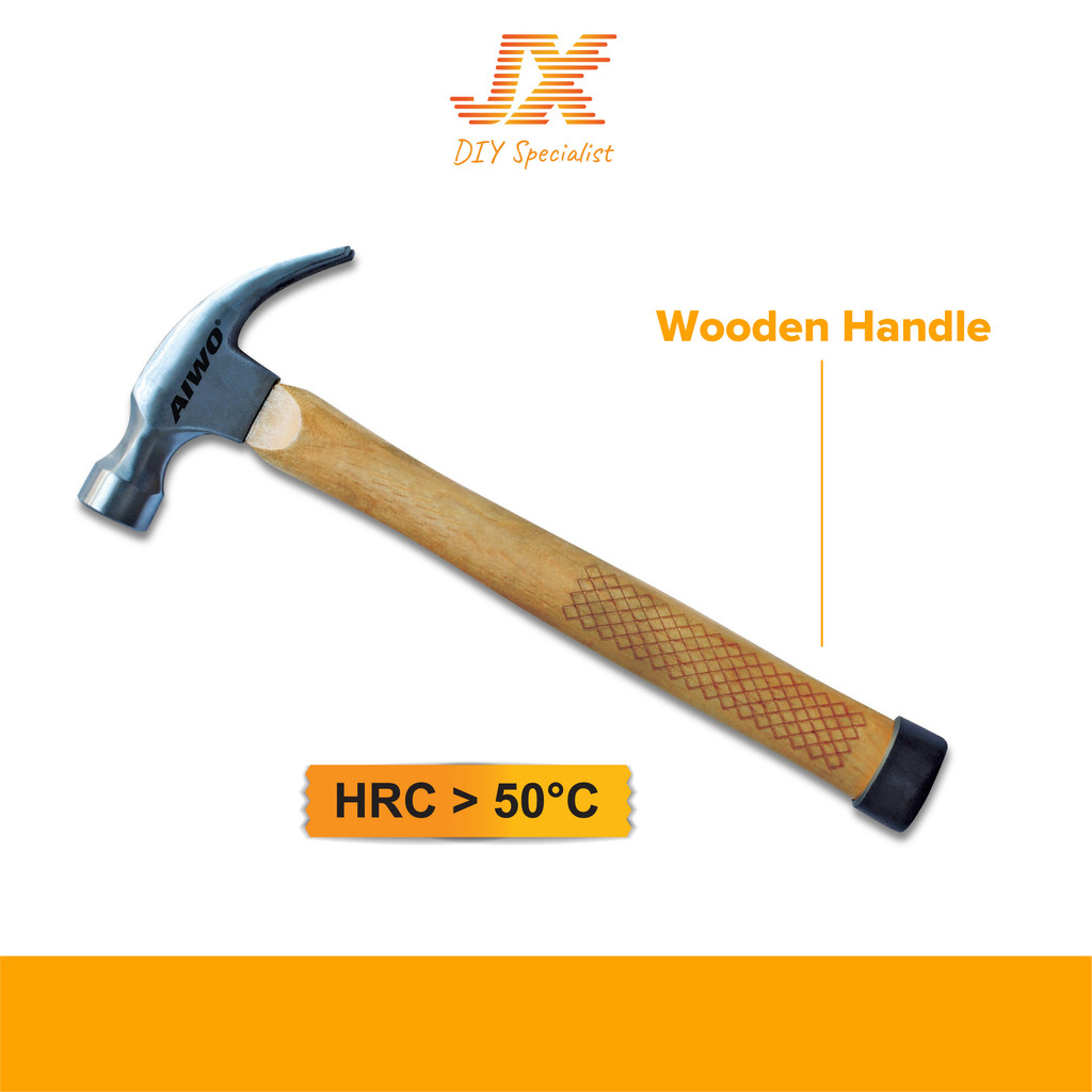 AIWO 8oz 12oz 16oz Hardened Steel Claw Hammer With Wooden Handle ...