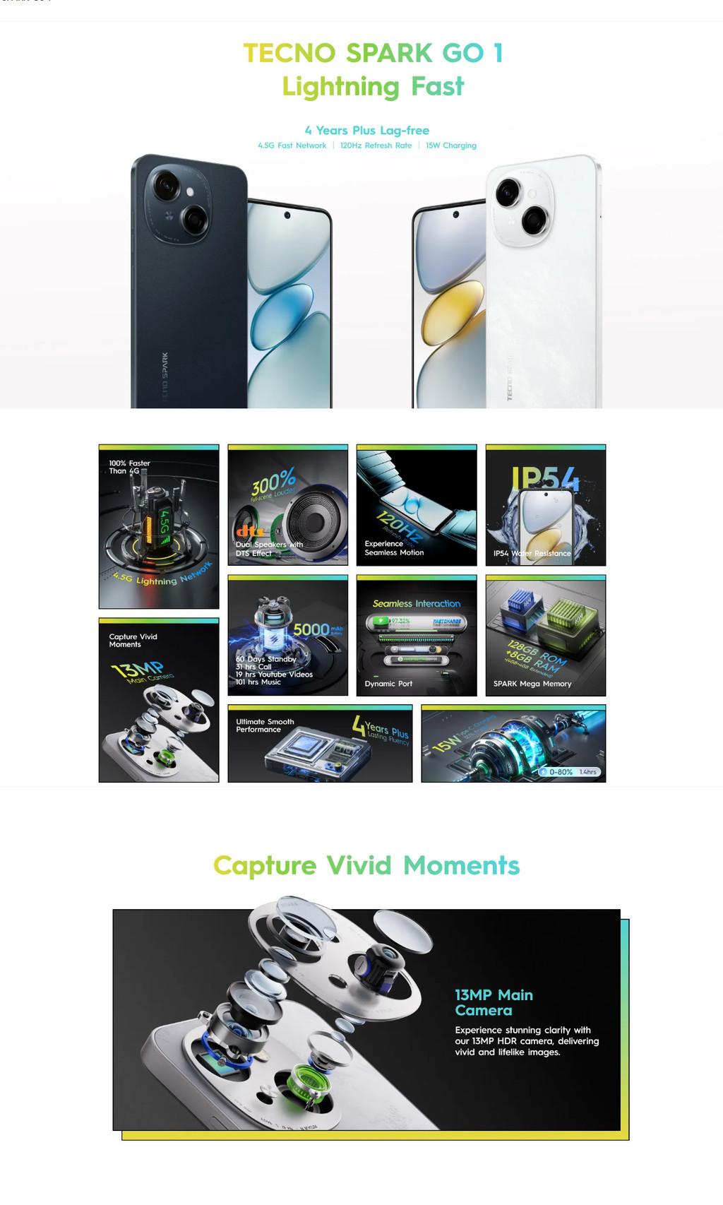 Tecno Spark Go 1 Smartphone | Unisoc T615 | 6.67" IPS LCD Display | 13MP Single Rear Camera ...