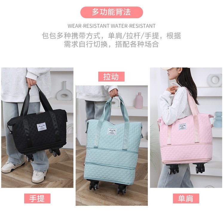 [45L] Wheels Travel Bag Duffle Weekender Bag Waterproof Large Capacity ...