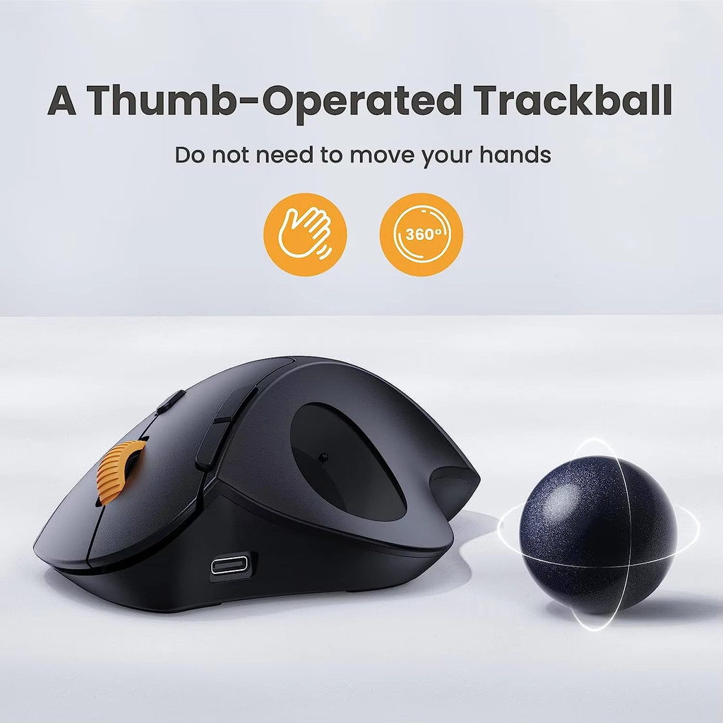 ProtoArc EM04 Wireless Trackball Mouse 2.4g Ergonomic Scroll Mouse ...