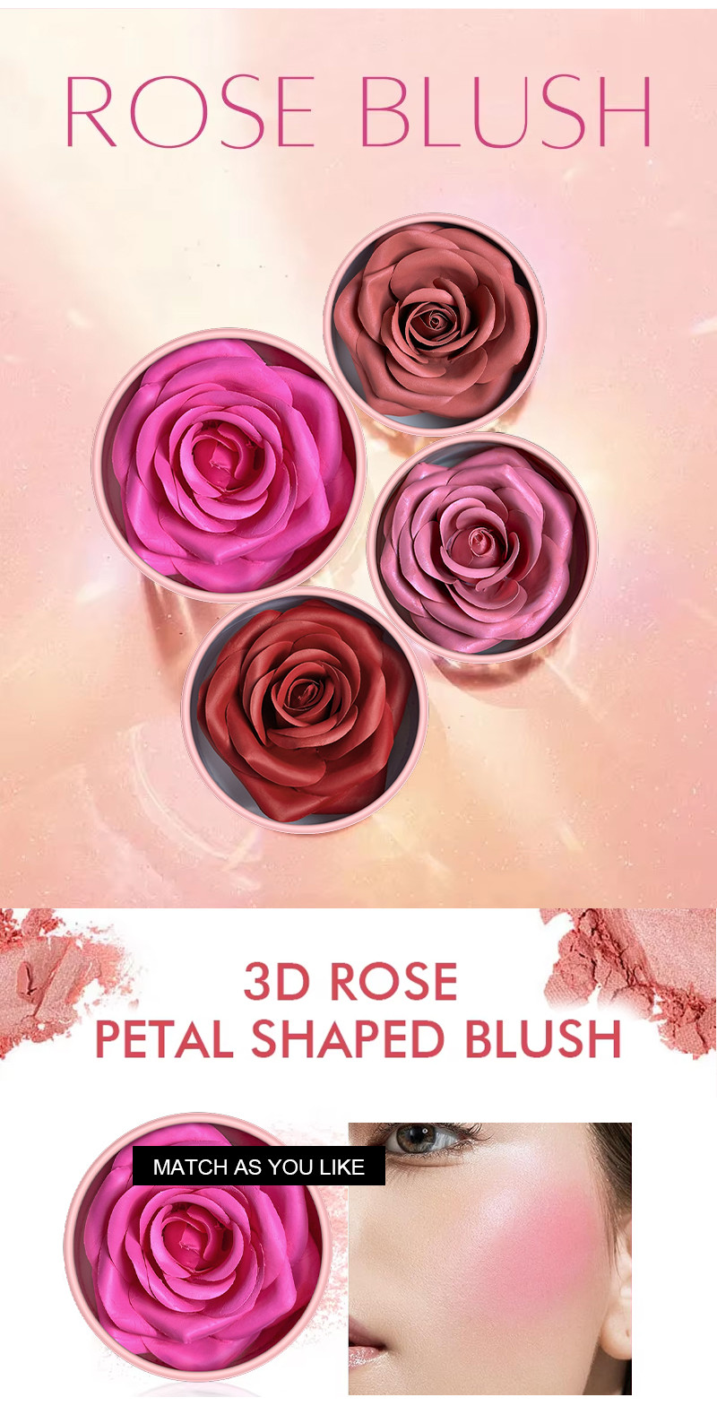 VERONNI 4 Colors Floral Blush 3D petal Rose Petal Natural highlighter ...