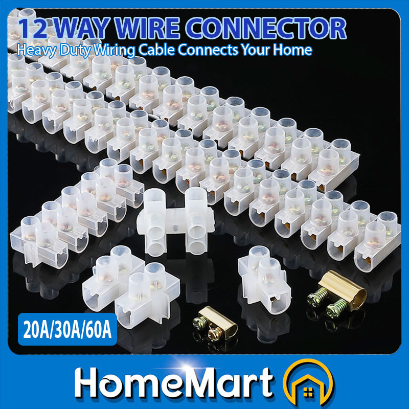 12 Way PVC Wiring Connector Terminal Block Wire Connector Penyambung ...