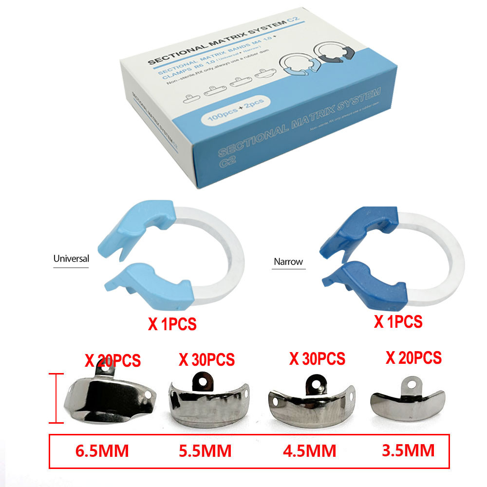 102pcs /set Dental Matrix Bands NITI Matrices Clamp Ring Sectional ...