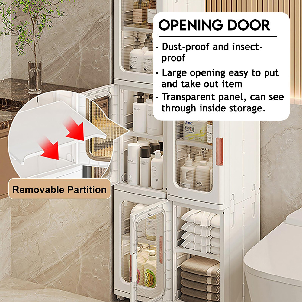 Innohut Stackable Storage Cabinet Narrow Storage Box Slim Rack Foldable ...