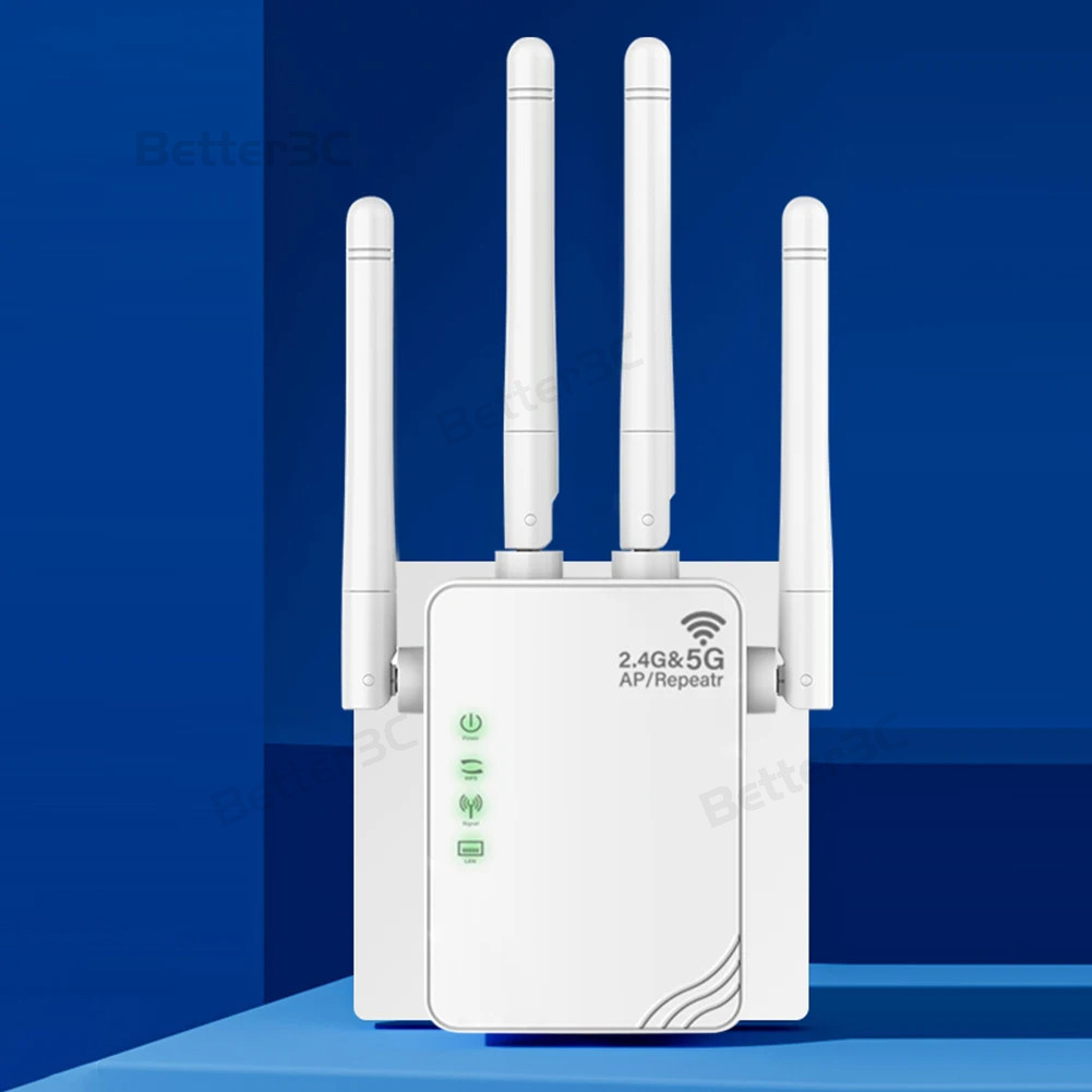 1200Mbps WiFi Signal Booster with WAN/LAN Port 360° Coverage Network Amplifier WiFi Router for ...