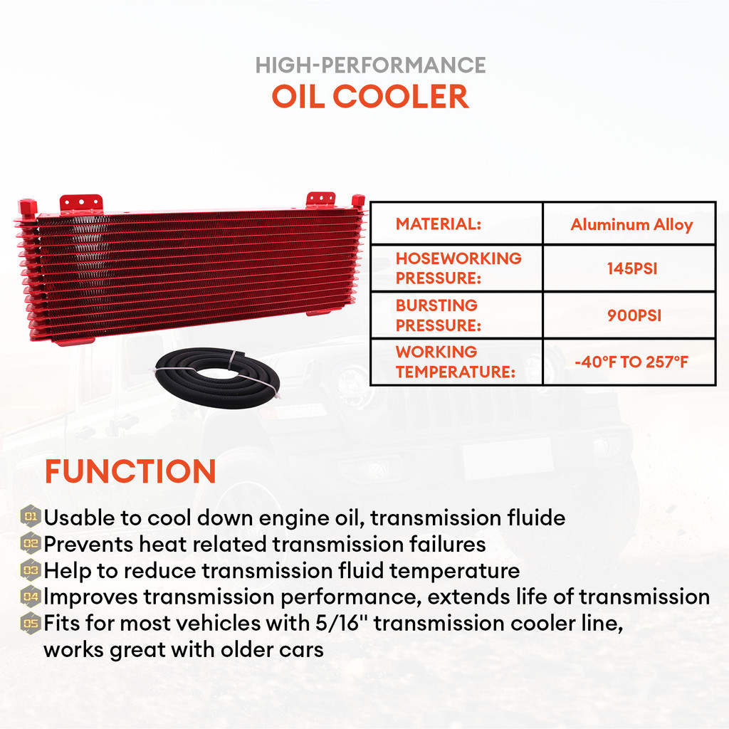 Pro Tru Cool 40K Transmission Oil Cooler 14 Row Radiator LPD47391 GVW ...
