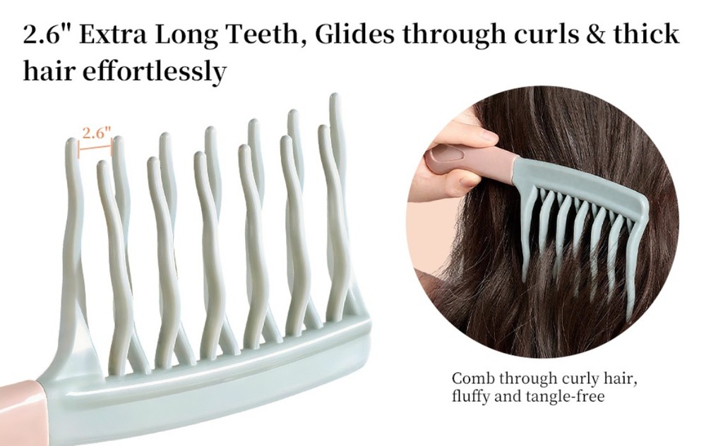 Wide Tooth Comb for Curly Double-layer Wavy Tooth Design and Ergonomic ...