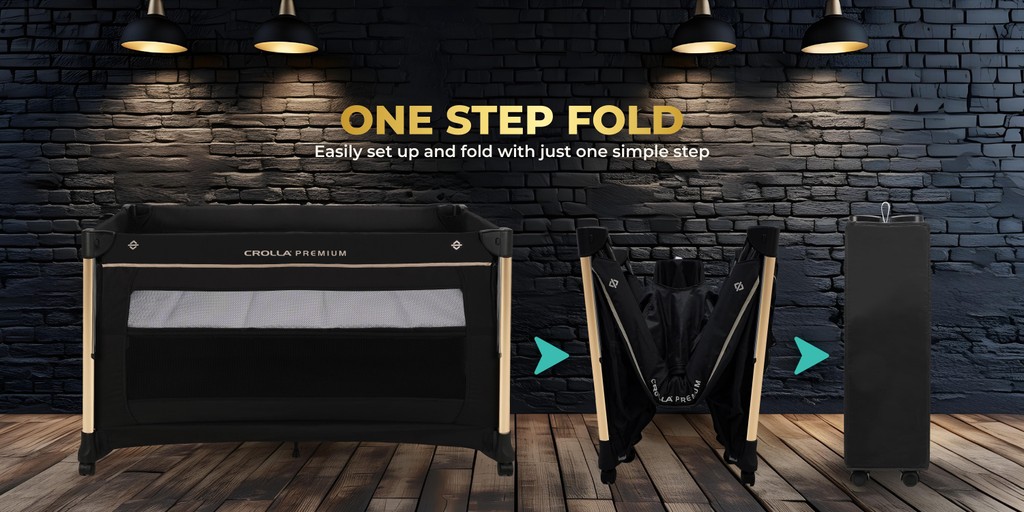 Crolla Premium - Ally Gold Baby Cot (Travel Friendly Playpen) | Shopee ...