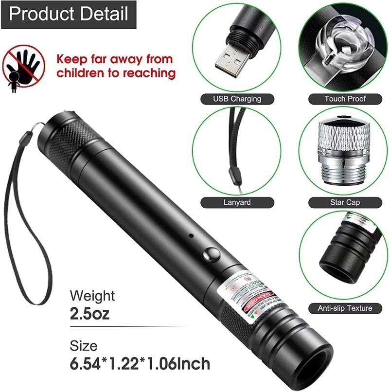 Green Laser Pointer 1000 Meter Long Range High Power Flashlight ...