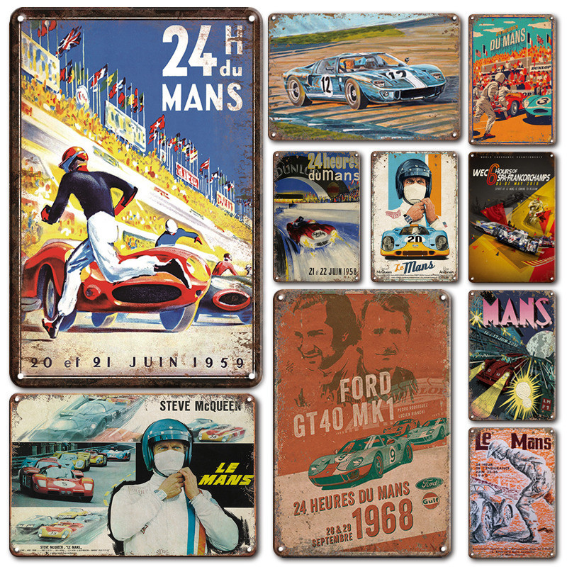 Vintage 24 Le Mans Tin Poster Metal Plate Sign Home Decoration Plaques ...