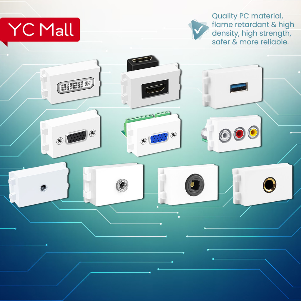 HDMI / Audio / VGA / 3.0 USB Wall Socket Module With Elbow Type & 16CM ...