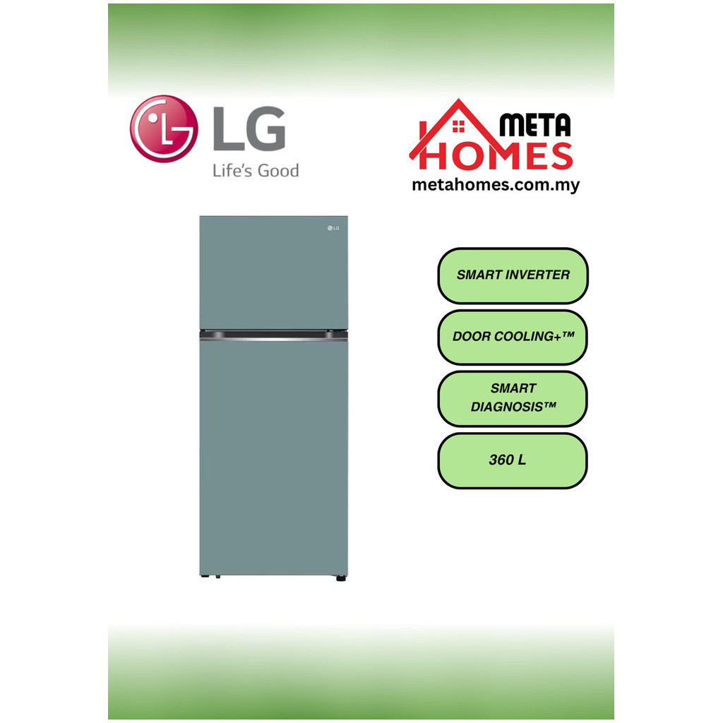 LG 360L 2 Door Top Mounted Freezer Refrigerator (Clay Mint) GN-B332PMGB ...