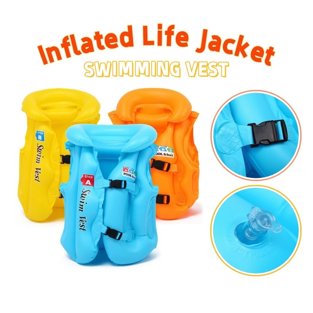 Children Swimming Life Jacket Vest Kid Inflatable Pool Float Swim Life ...