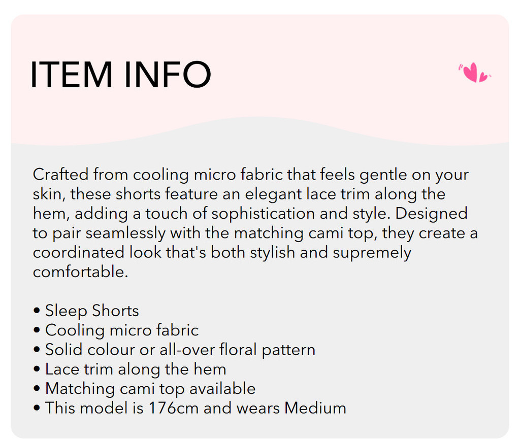 6IXTY8IGHT HOLLY, Cooling Sleep Shorts Micro Fabric Lace Trim ...