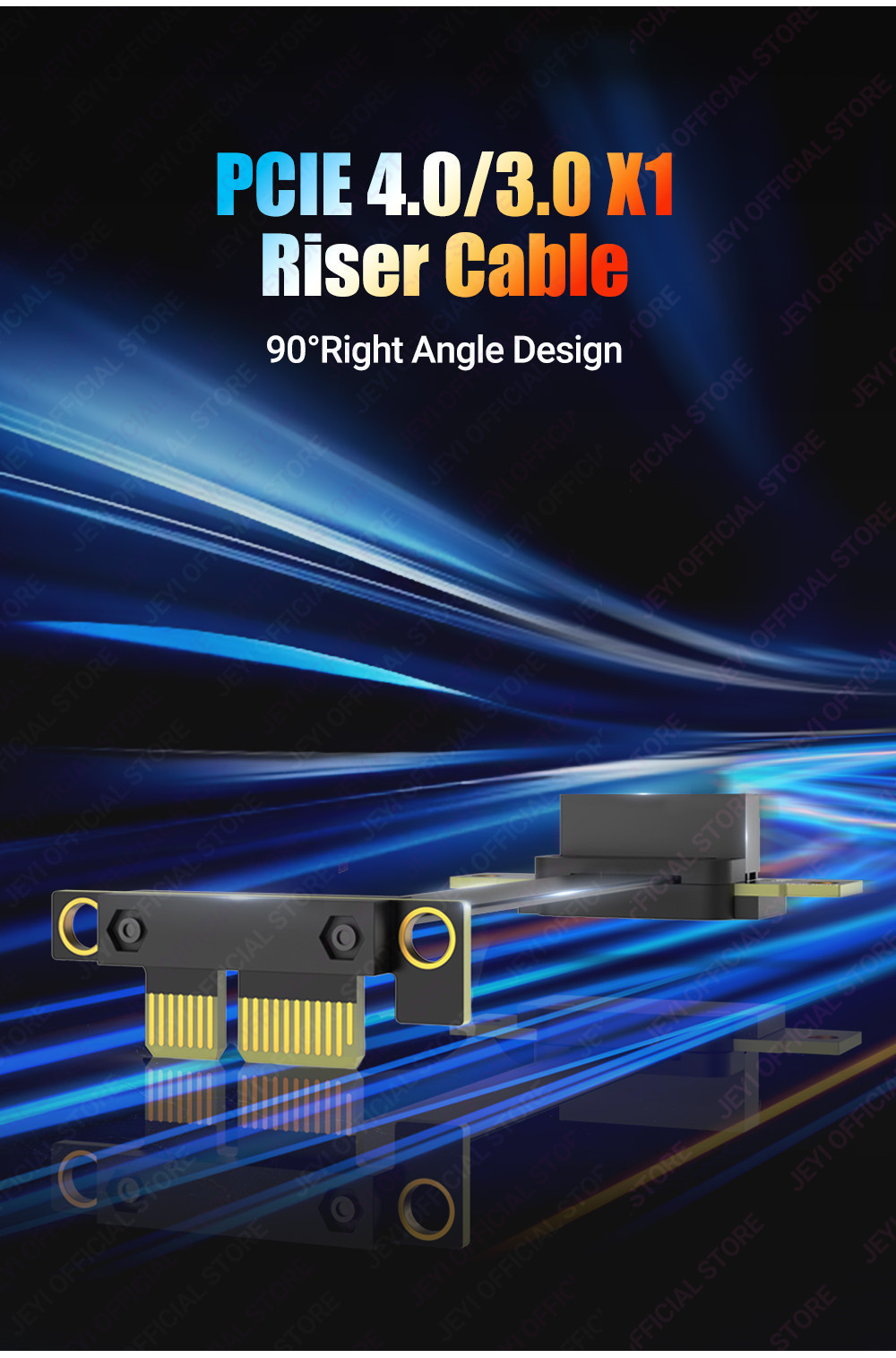 JEYI PCIe 3.0/4.0 X1 Riser Cable, 90° Right Angle PCI Express X1 ...
