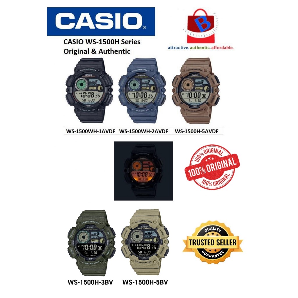 Casio Original Watch WS-1500H Series / Jam Tangan Asli Casio WS-1500H Siri | Shopee Malaysia