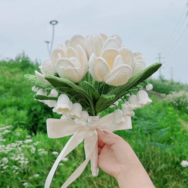 (1PC) CROCHET SULAM BLOSSOM Flower Bunga Sulam Wool Hand Knitted ...