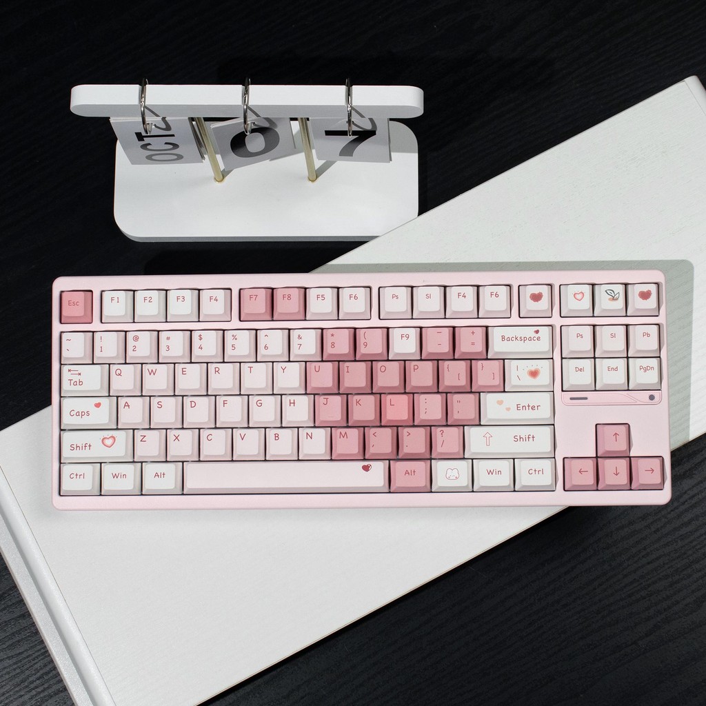 Pink Heart keycaps PBT Cherry profile Keycaps for MX Switches ...