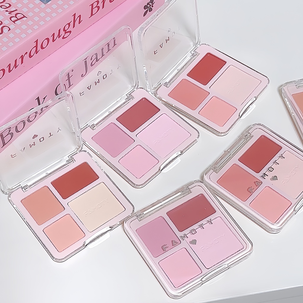 4 Color Blush Palette Rose Hawthorn Cheek Tint Blusher Powder Natural ...