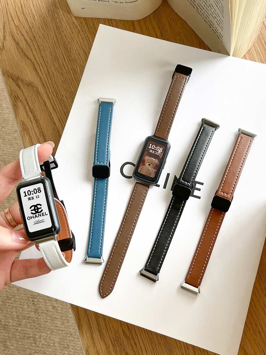 Leather Strap For Huawei band 10 9 8 NFC Magnetic Watchband for band 7 ...