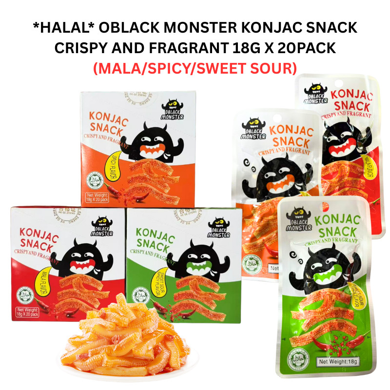 Halal OBLACK MONSTER KONJAC SNACK CRISPY AND FRAGRANT 18G X 20PACK ...
