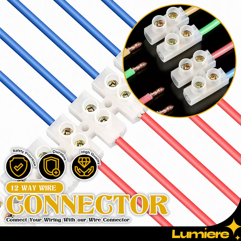 12 Way PVC Wiring Connector Terminal Block Wire Connector Penyambung ...