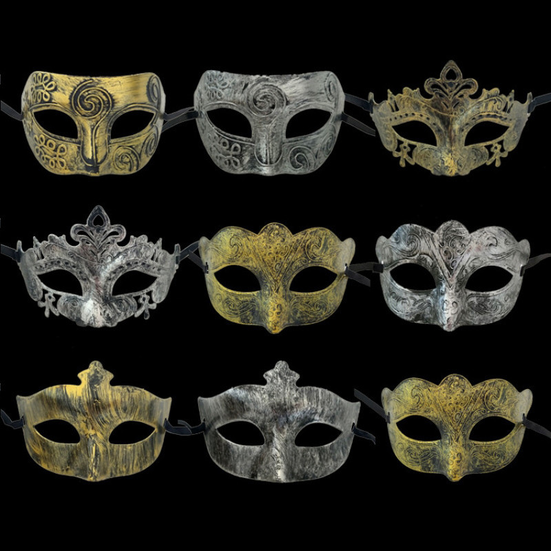 Halloween Party Mask Metal Half Face Facepiece Rome Men Knight Masks ...