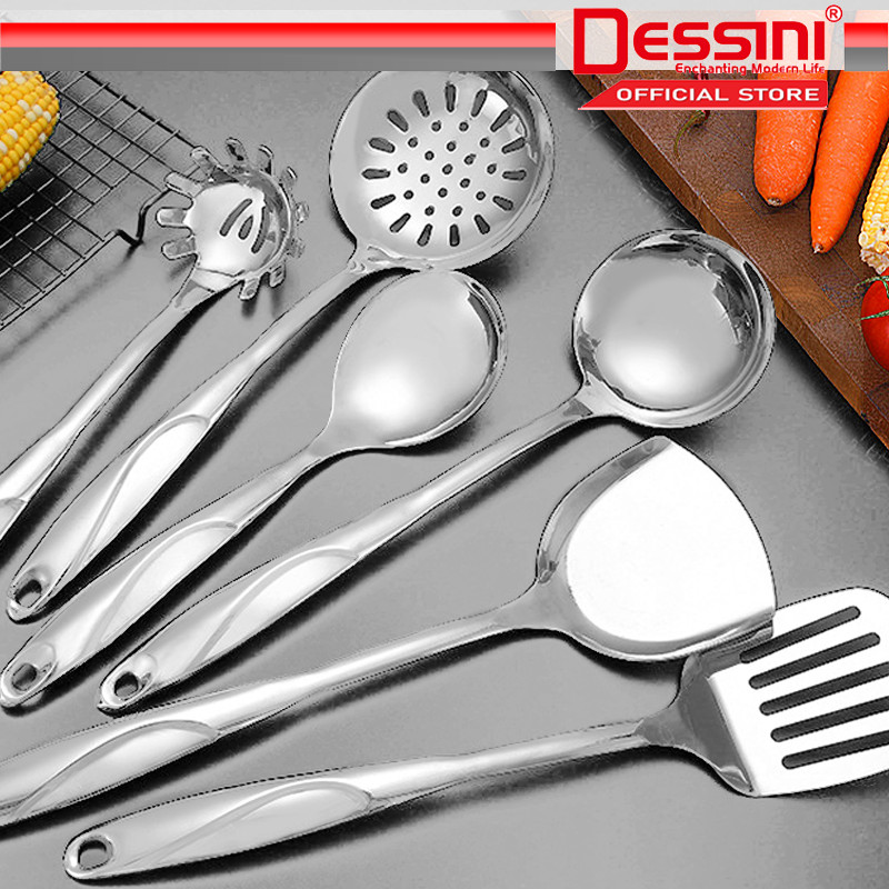 DESSINI ITALY 304 Stainless Steel Utensil Slotted Turner Spoon Skimmer ...