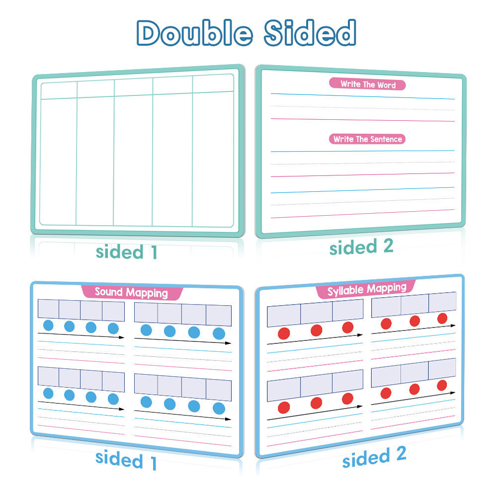 4Pcs Phonics CVC Words White Board for Kids Children Homeschool Double ...