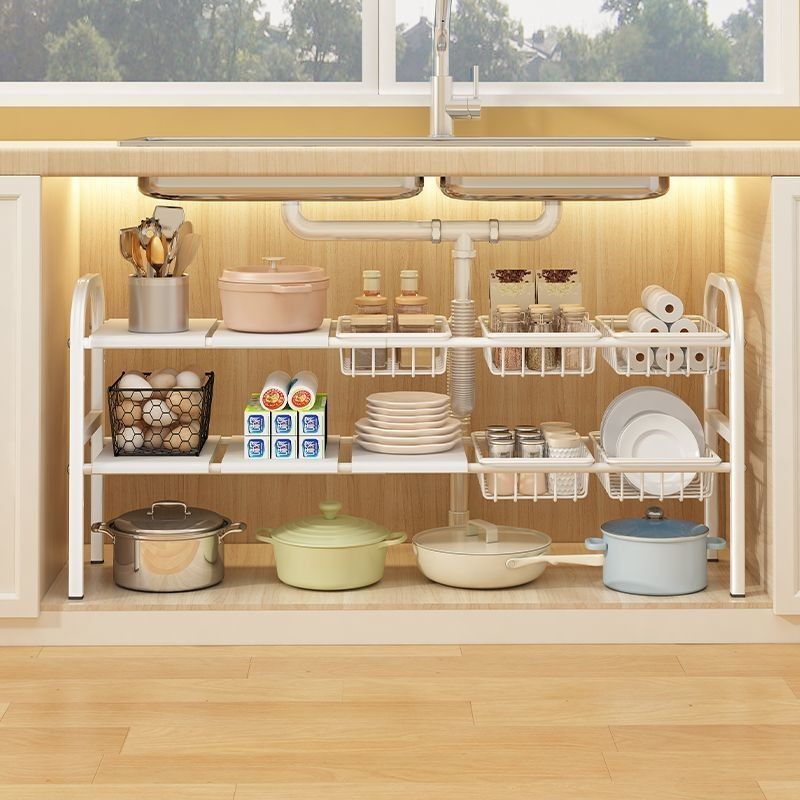 Ready Stock】Under Kitchen Shelving Sink Retractable Shelving Cabinets ...