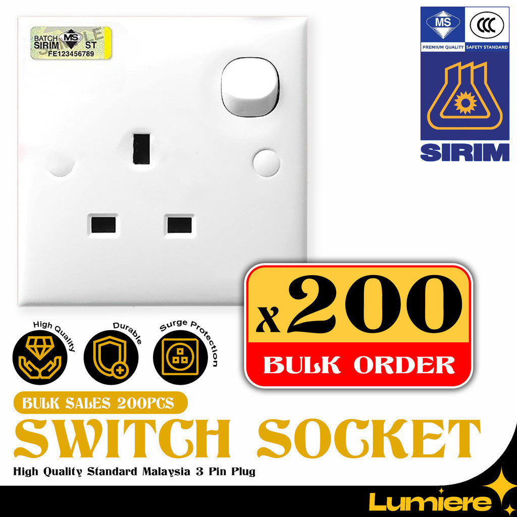 SIRIM LUMIERE Bulk Buy 200PCS Standard Malaysia 13A Switch Socket ...